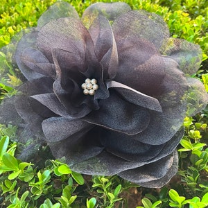 Black Pin Fabric /organza Pin/ Flower/ Brooch/ Handmade Wedding ...