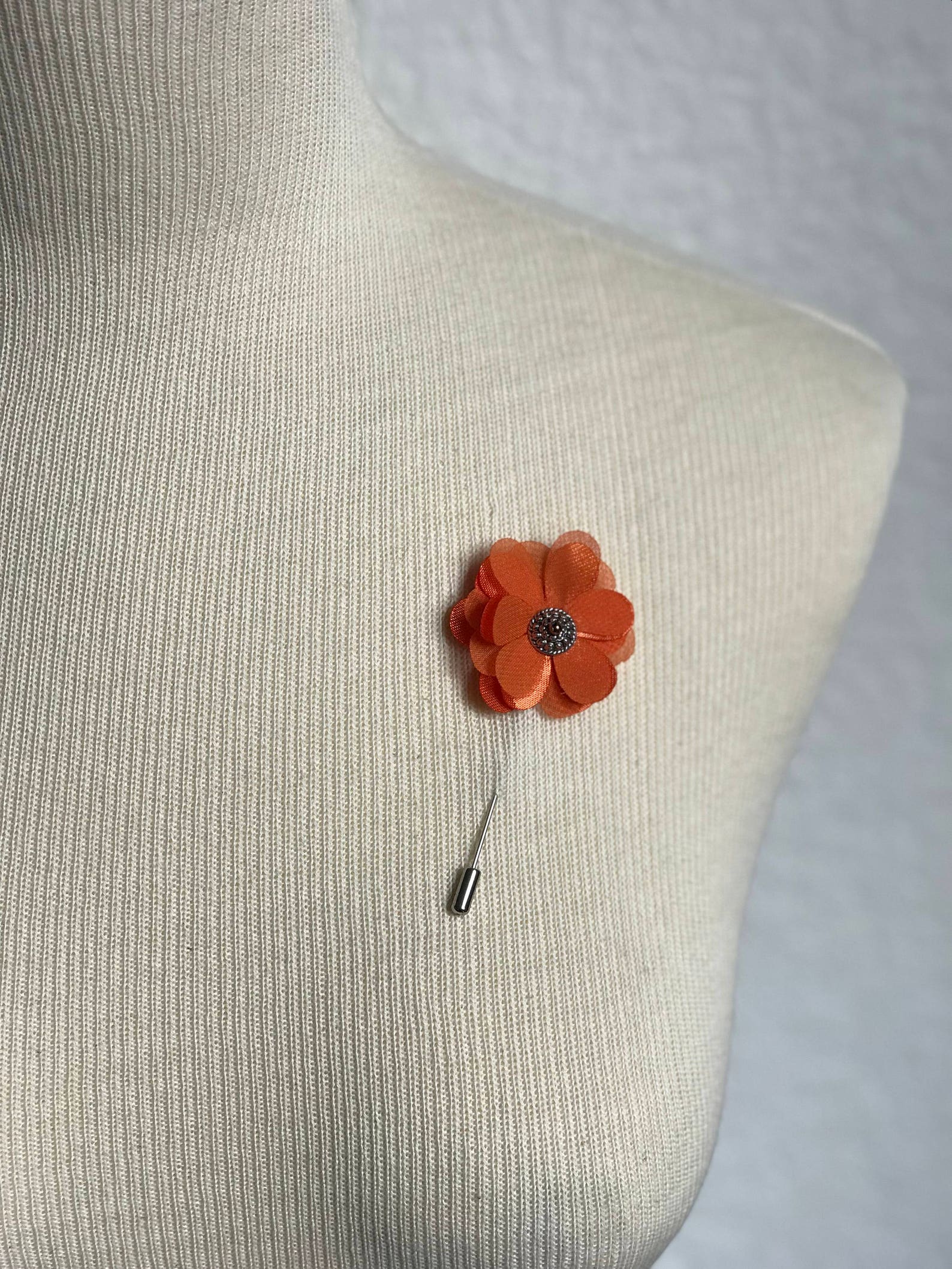 Orange Mens Lapel Pin Jacket Flower Lapel Fabric Lapel - Etsy