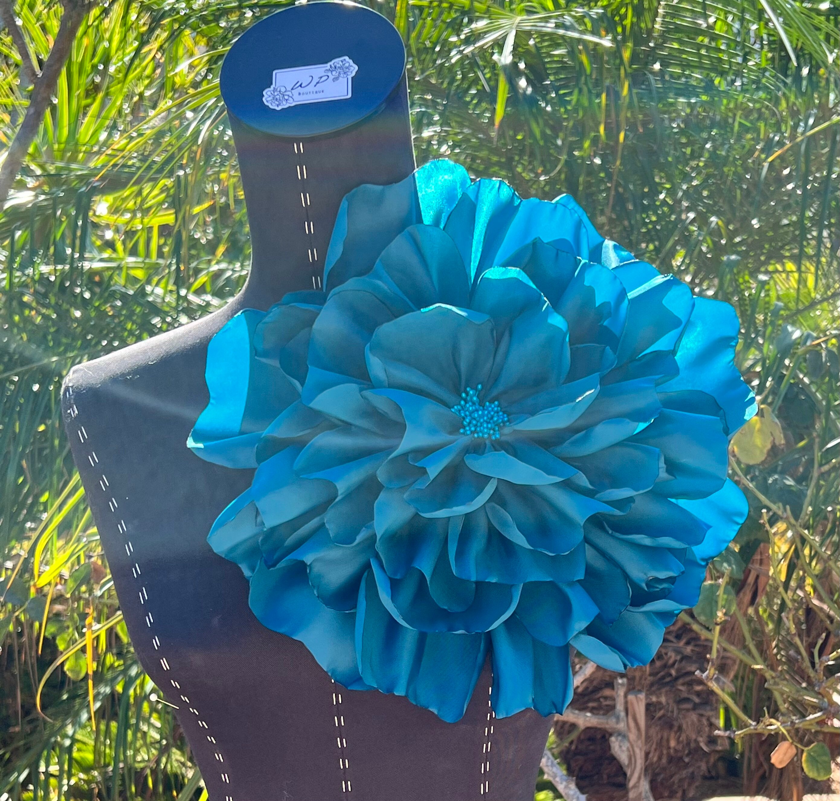 Pin Brooch / Teal Emerald Green Pin Flower/ Brooch/ Handmade Wedding ...