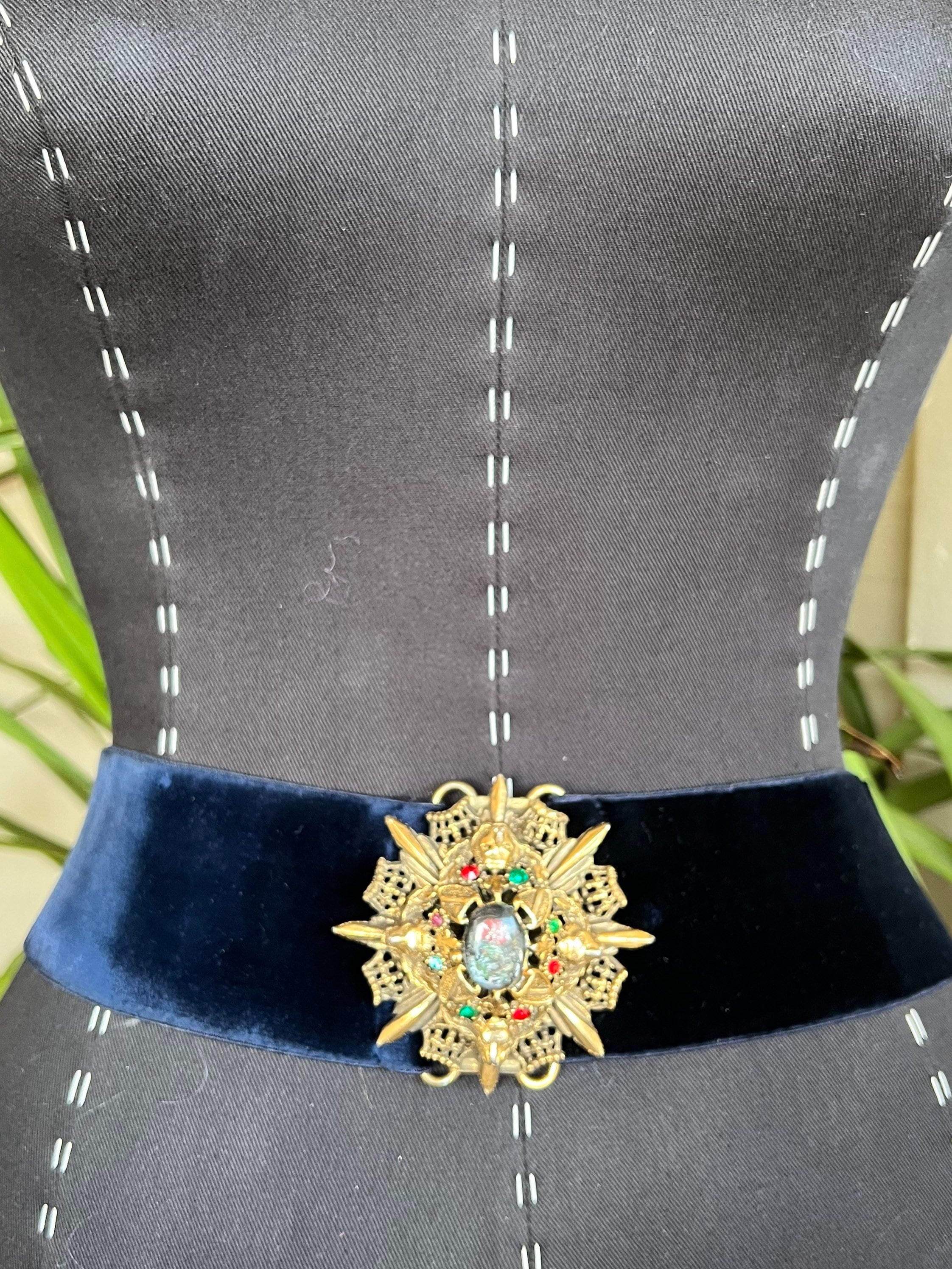 Vintage Rare Buckle Stretchy Blue Belt , Vintage Belt, Vintage Jeweled ...