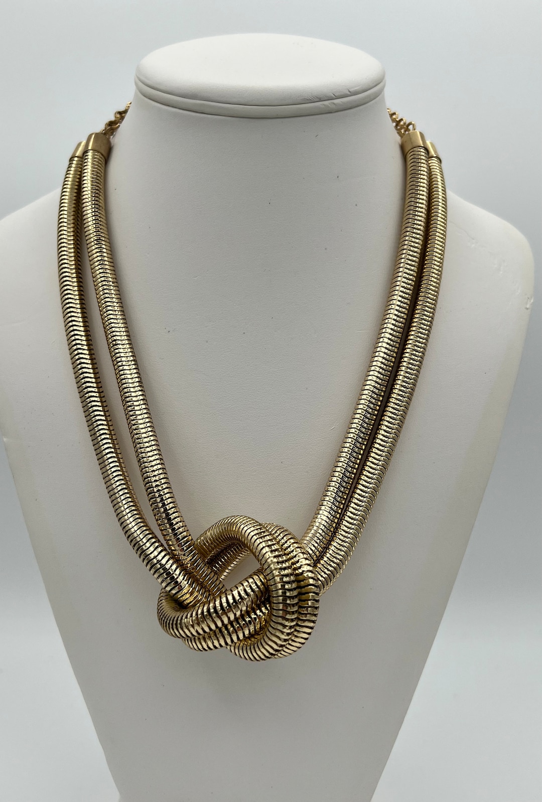 Vintage Gold Tone Double Snake Chain Necklace With Knot ,bellezza ...