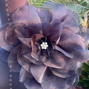 Black Pin Fabric /organza Pin/ Flower/ Brooch/ Handmade Wedding ...