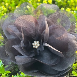 Black Pin Fabric /organza Pin/ Flower/ Brooch/ Handmade Wedding ...