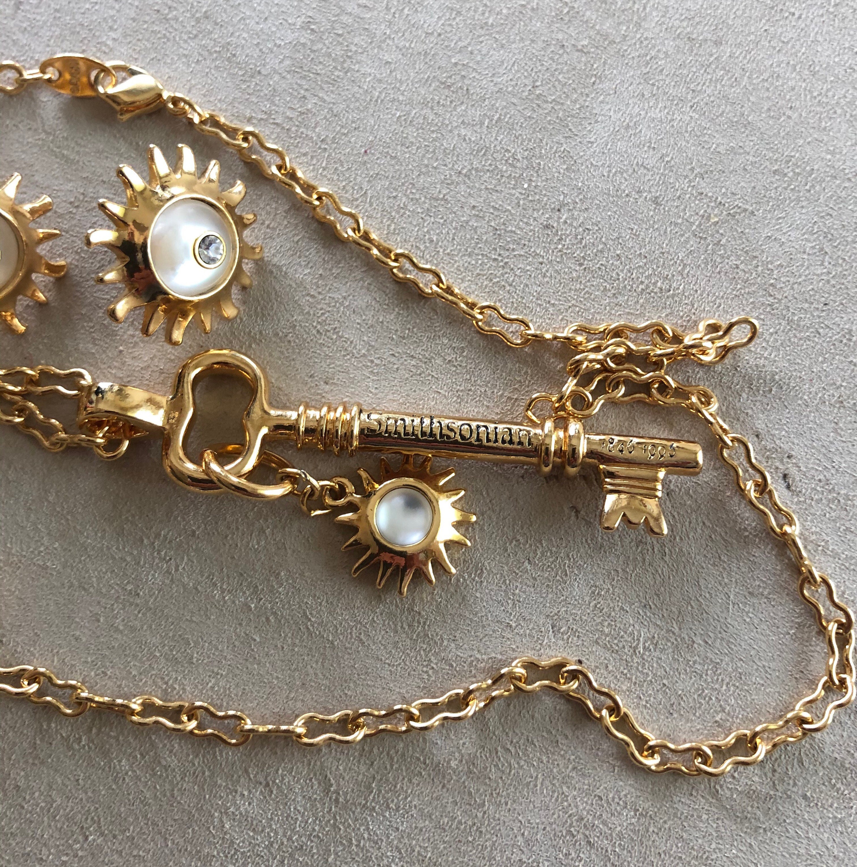 Smithsonian Museum for Avon, Chain Key Necklace ,stick Pin and Earrings ...