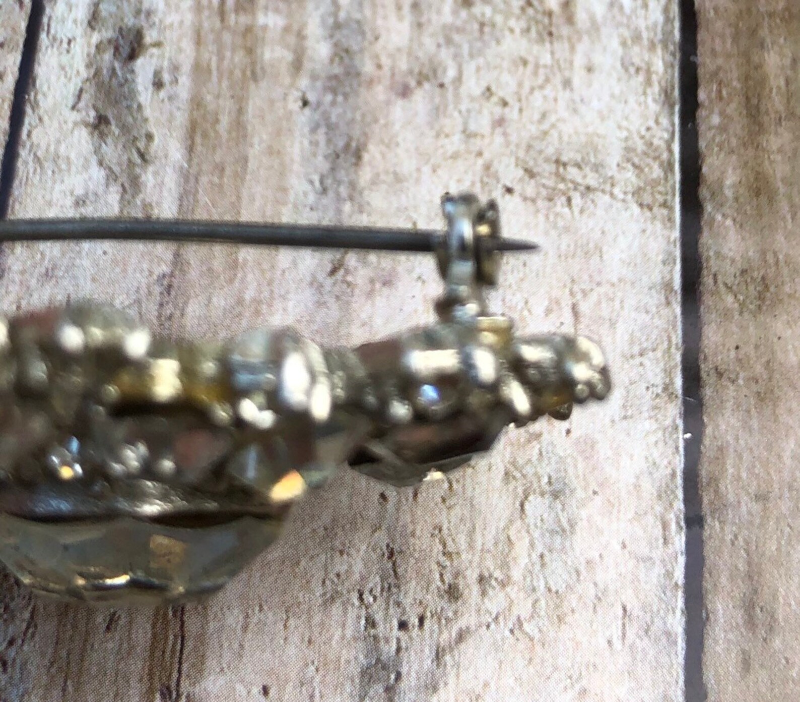 Vintage Gold Tone Metal With Amber Color Glass Crystals Triangle Pin - Etsy