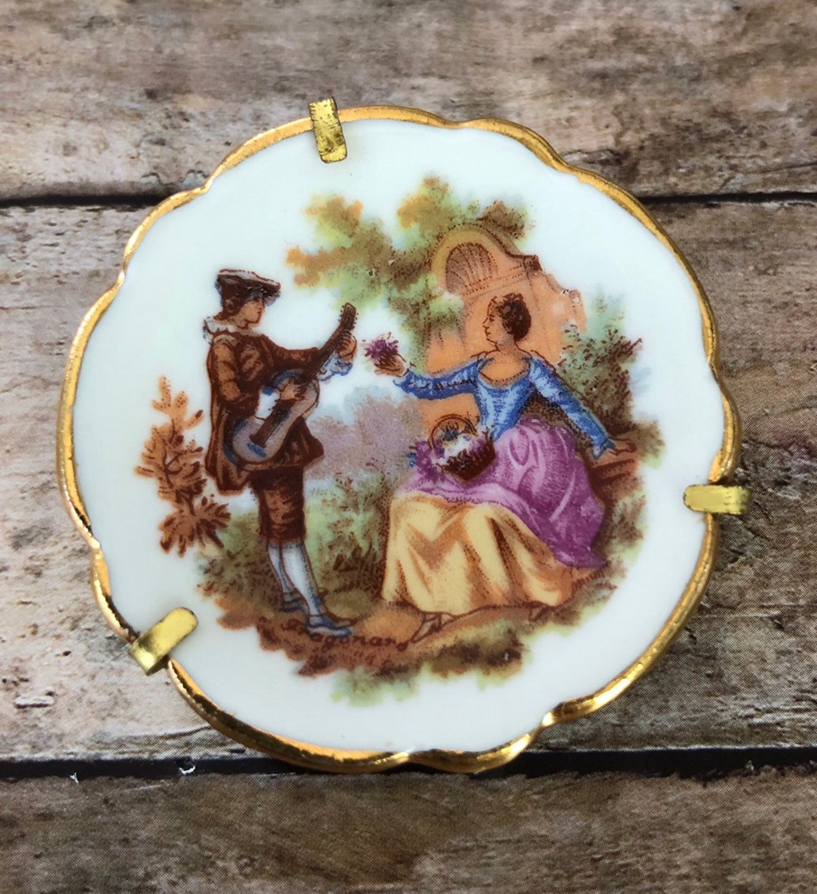 Signed Limoges Porcelain China Brooch Pins Made in France Set - Etsy