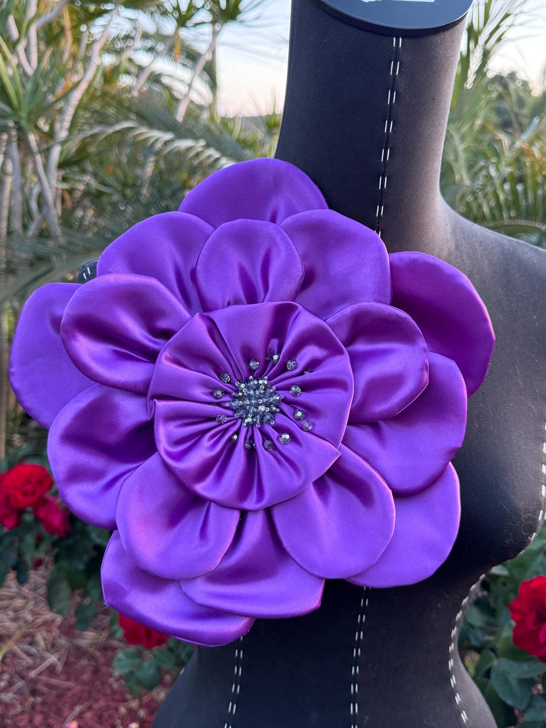 Purple Pin Fabric /satin Pin/ Flower/ Brooch/ Handmade Wedding ...