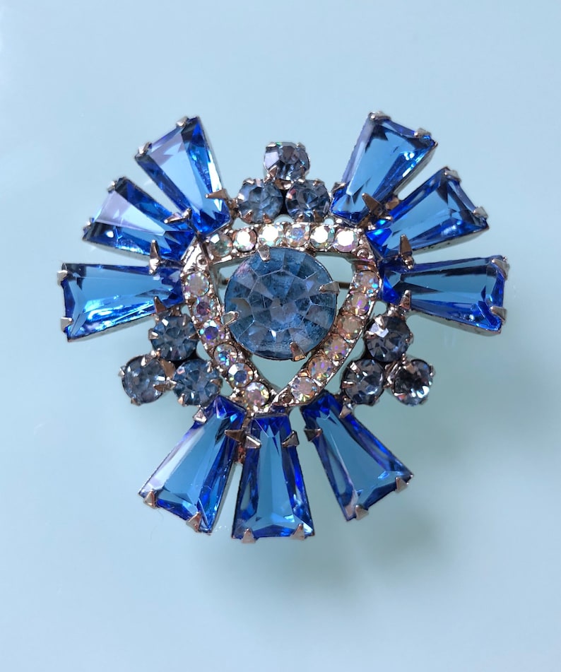 Vintage 1960s Juliana D&E Blue Rhinestone Keystone Glass Blue - Etsy