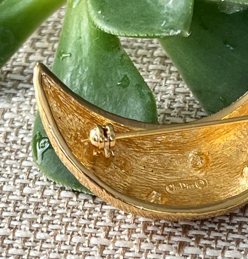 Christian Dior Half Moon Brooch ,vintage Dior, Gold Tone With Crystals ...