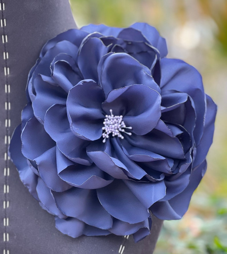 Dark Navy Blue Pin / Flower/ Handmade Wedding Accessory/ Party/birthday ...