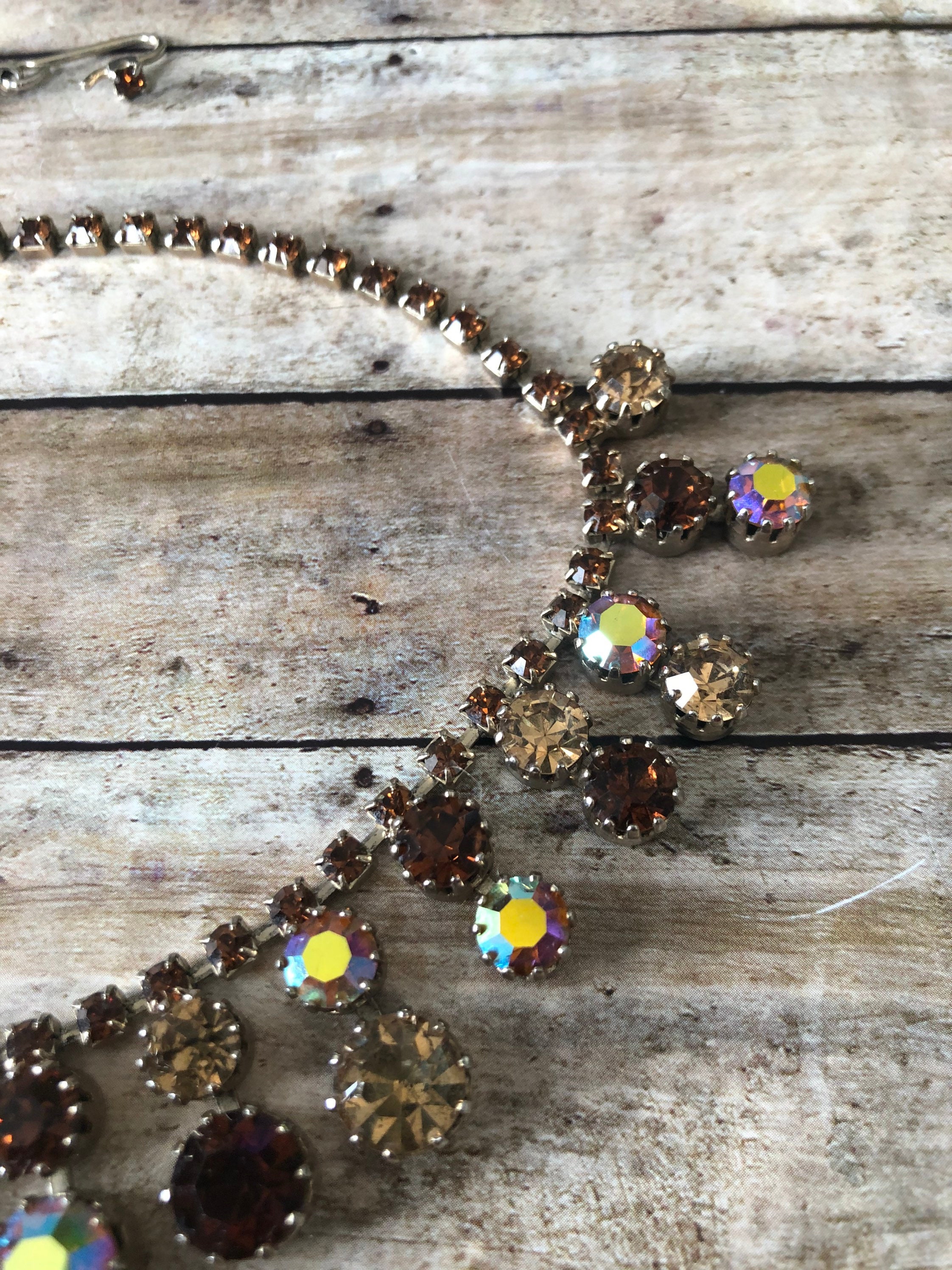 Weiss silver tone necklace with multiple color crystals fall | Etsy