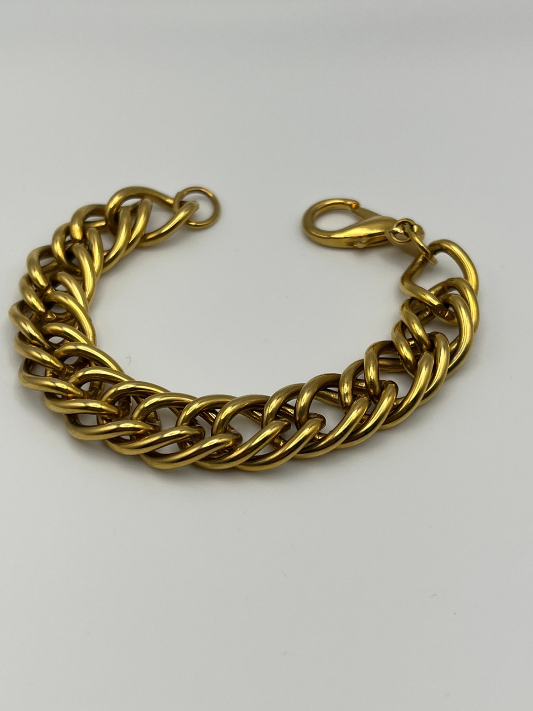 Erwin Pearl Bracelet/ Vintage /heavy Double Link Chain Bracelet/gold ...