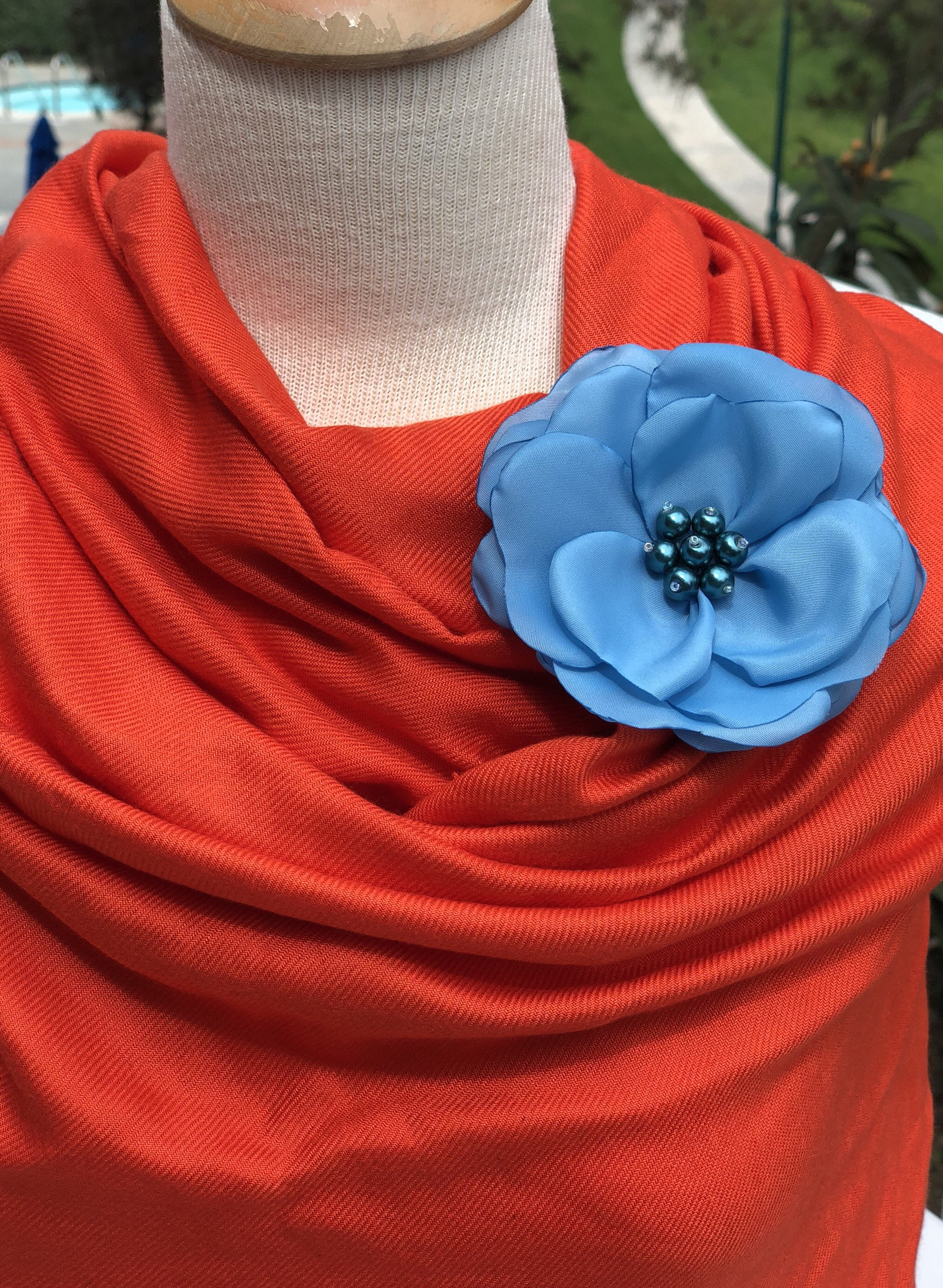 Pin Fabric / Blue Pin Flower/ Brooch/ Handmade Wedding - Etsy
