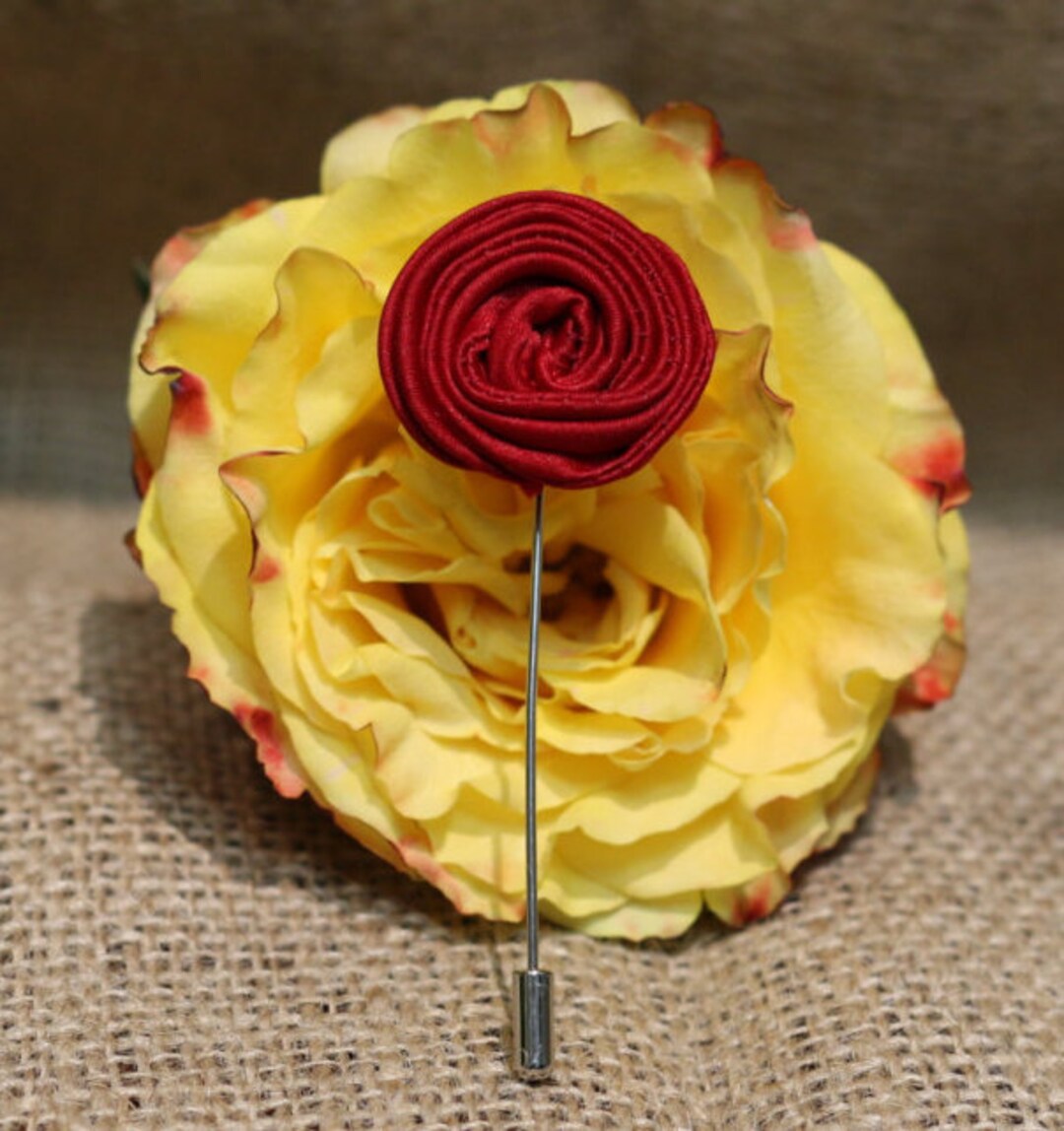 Mens Red Lapel Pin, Jacket Round Lapel, Fabric Lapel,white Peony ...