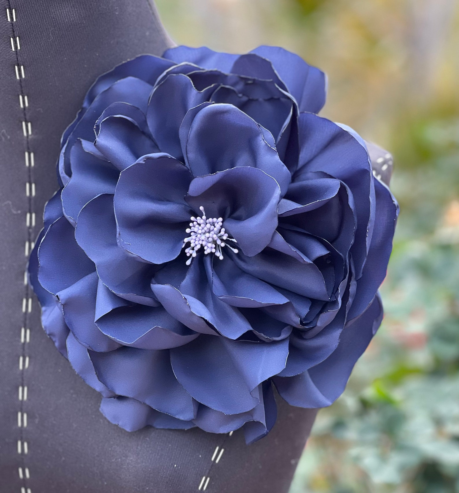 Dark Navy Blue Pin / Flower/ Handmade Wedding Accessory/ Party/birthday ...