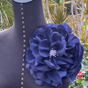 Dark Navy Blue Pin / Flower/ Handmade Wedding Accessory/ Party/birthday ...