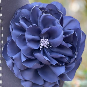 Dark Navy Blue Pin / Flower/ Handmade Wedding Accessory/ Party/birthday ...