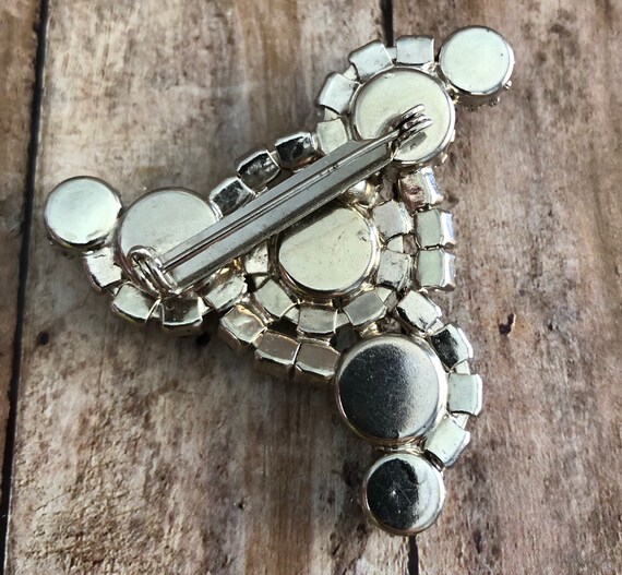 Large curved triangle clear crystals brooch/ Vintage … - Gem