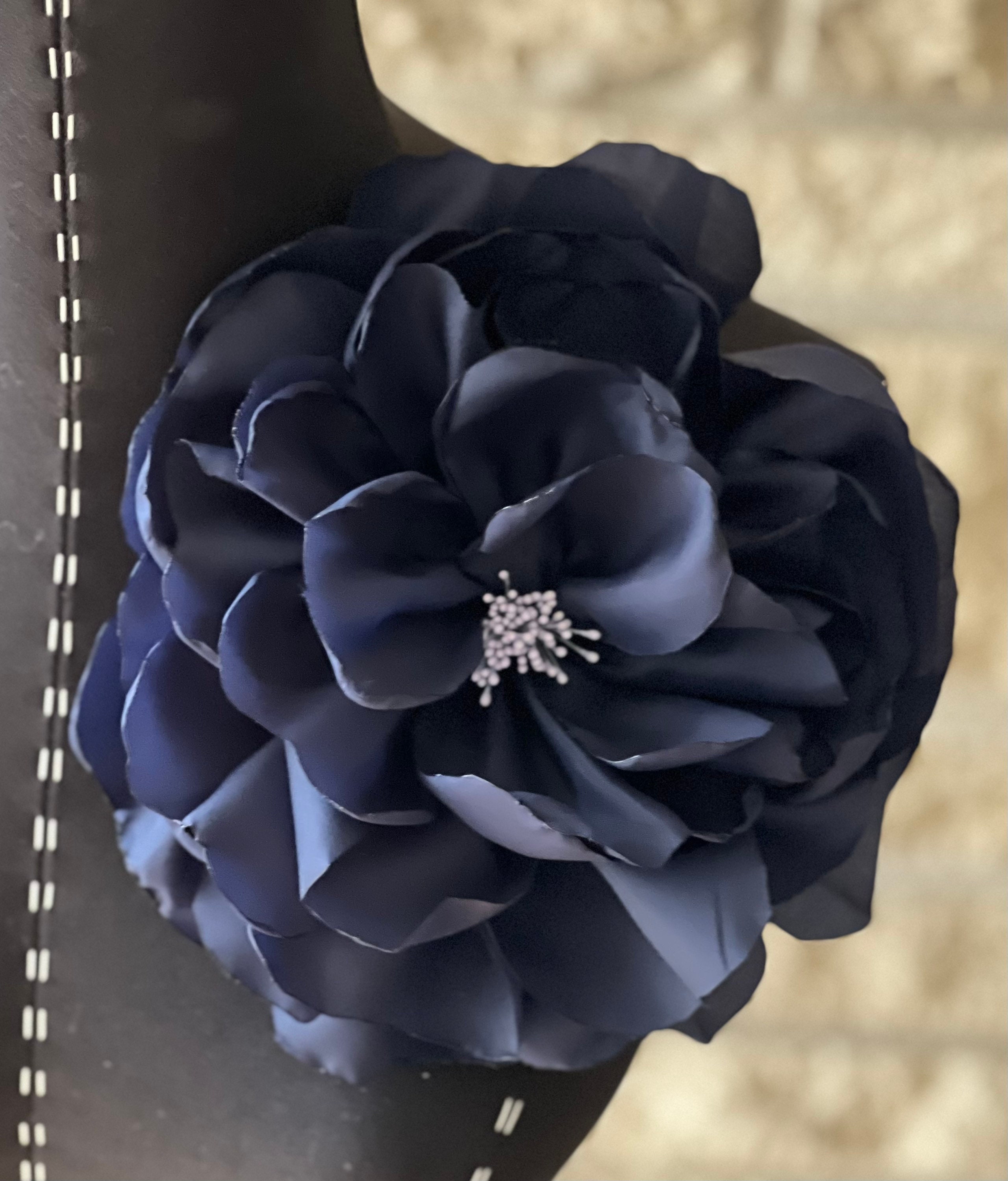 Dark Navy Blue Pin / Flower/ Handmade Wedding Accessory/ Party/birthday ...