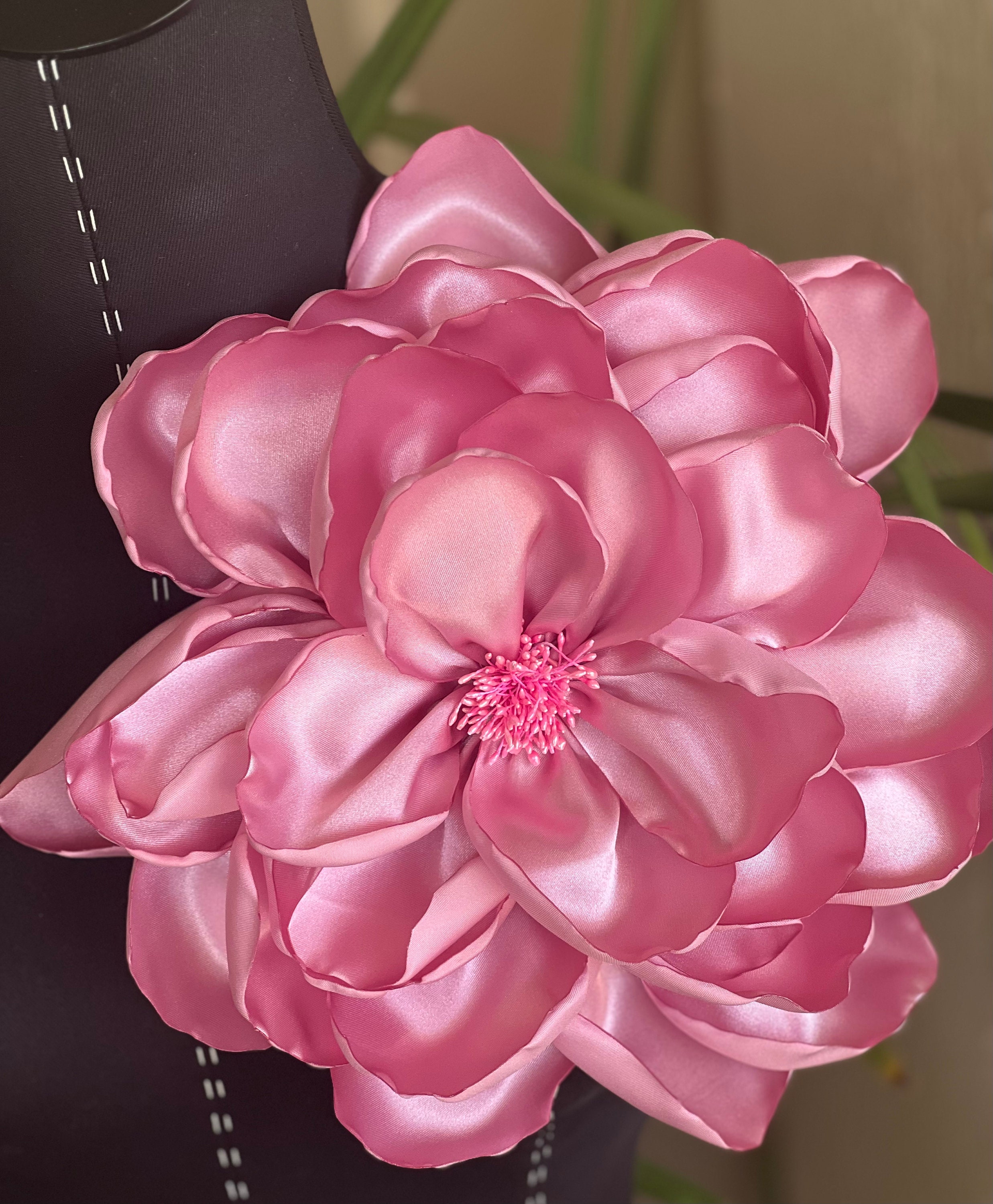 Oversize Pink Satin Flower Pin, Gift, Wedding, Couture Statement ...