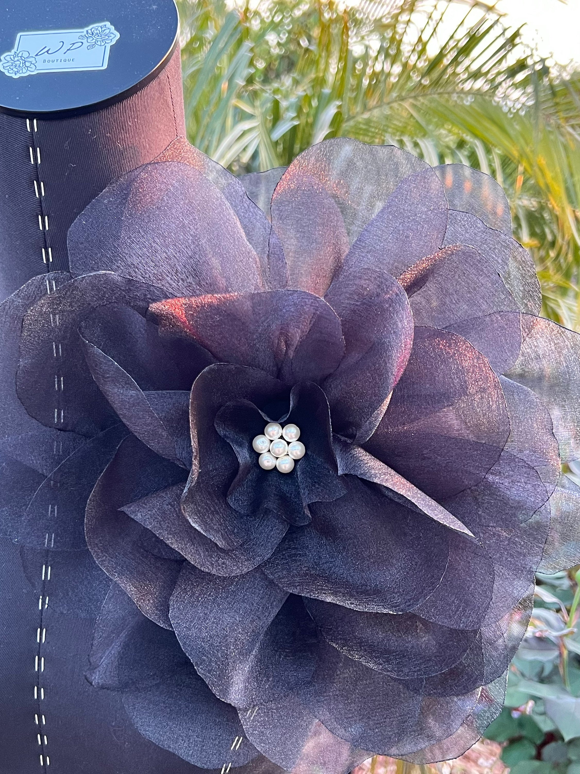 Black Pin Fabric /organza Pin/ Flower/ Brooch/ Handmade Wedding ...