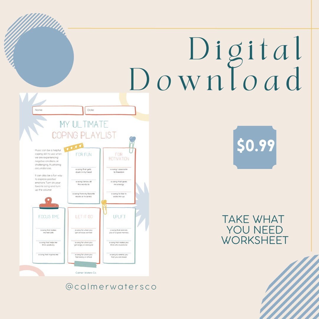 Coping Playlist Worksheet - Etsy