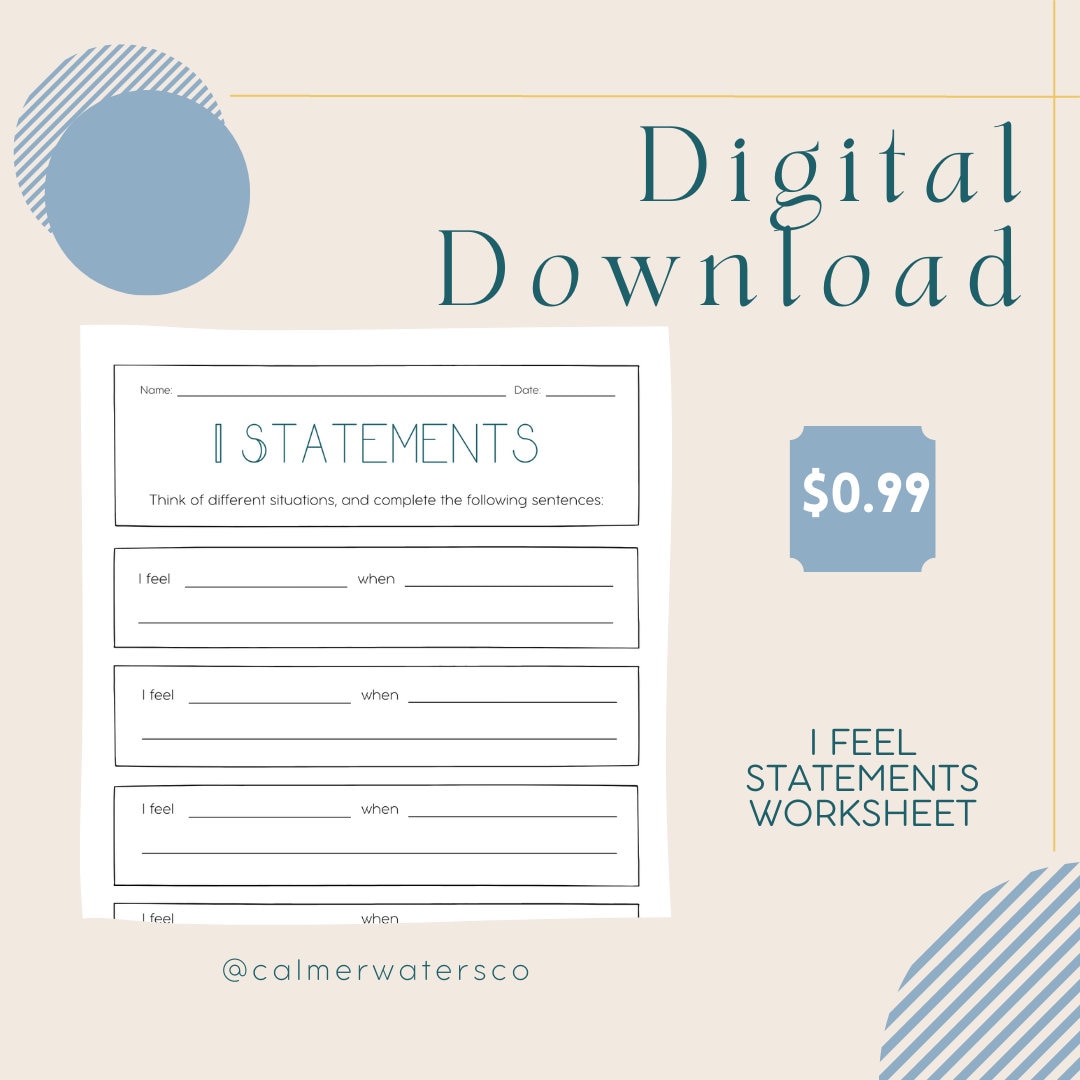 I Feel Statements Worksheet - Etsy