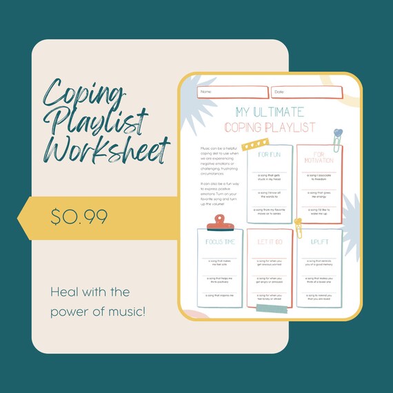 Coping Playlist Worksheet - Etsy