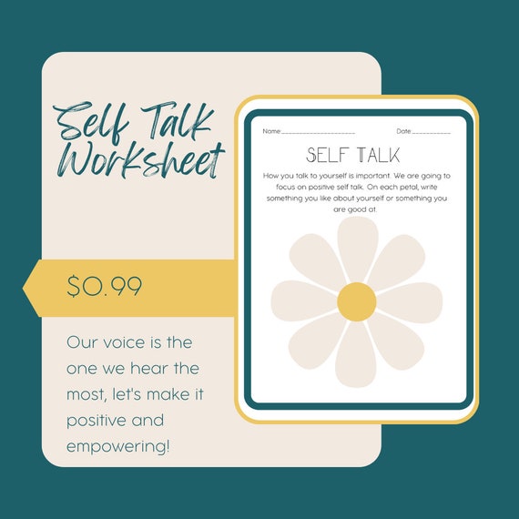 Self Talk Worksheet - Etsy