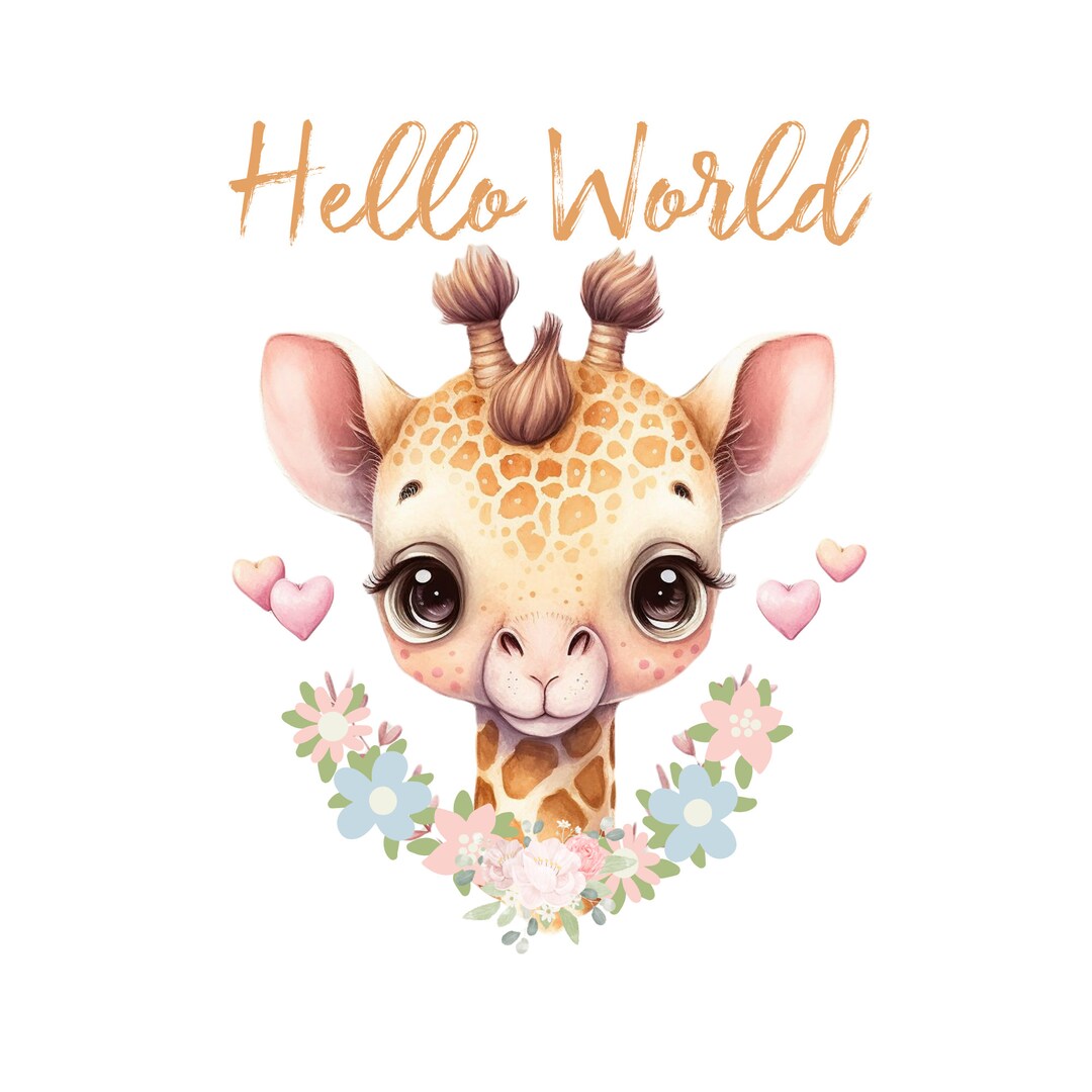 Hello World - Baby Girl - Floral - PNG - Instant Download Digital Image ...