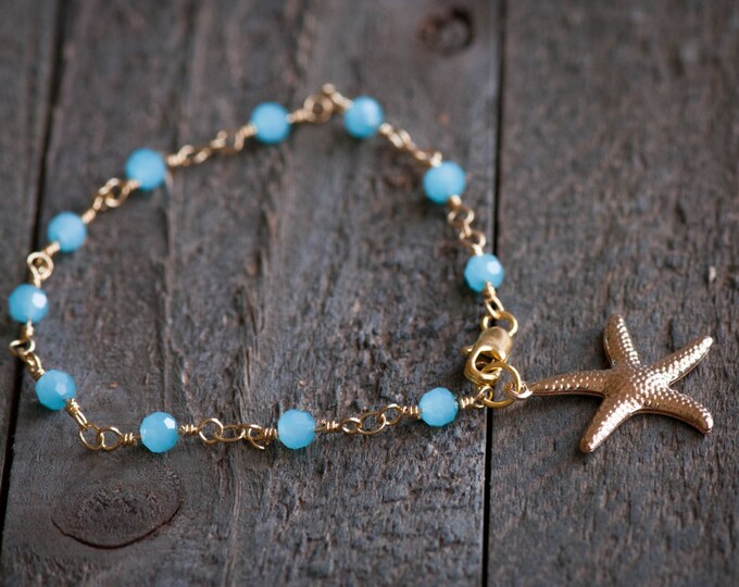 Sea Bracelet,ocean Bracelet,starfish Bracelet,beach Bracelet,blue ...