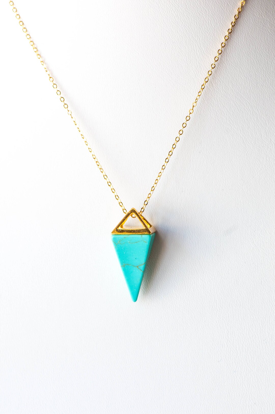 Turquoise Triangle Necklace,turquoise Pendant Necklace,turquoise ...