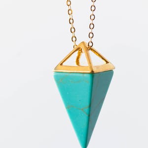 Turquoise Triangle Necklace,turquoise Pendant Necklace,turquoise ...