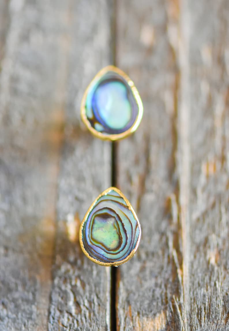 Abalone Earring Studsabalone Jewelrymermaid Jewelry Shell - Etsy