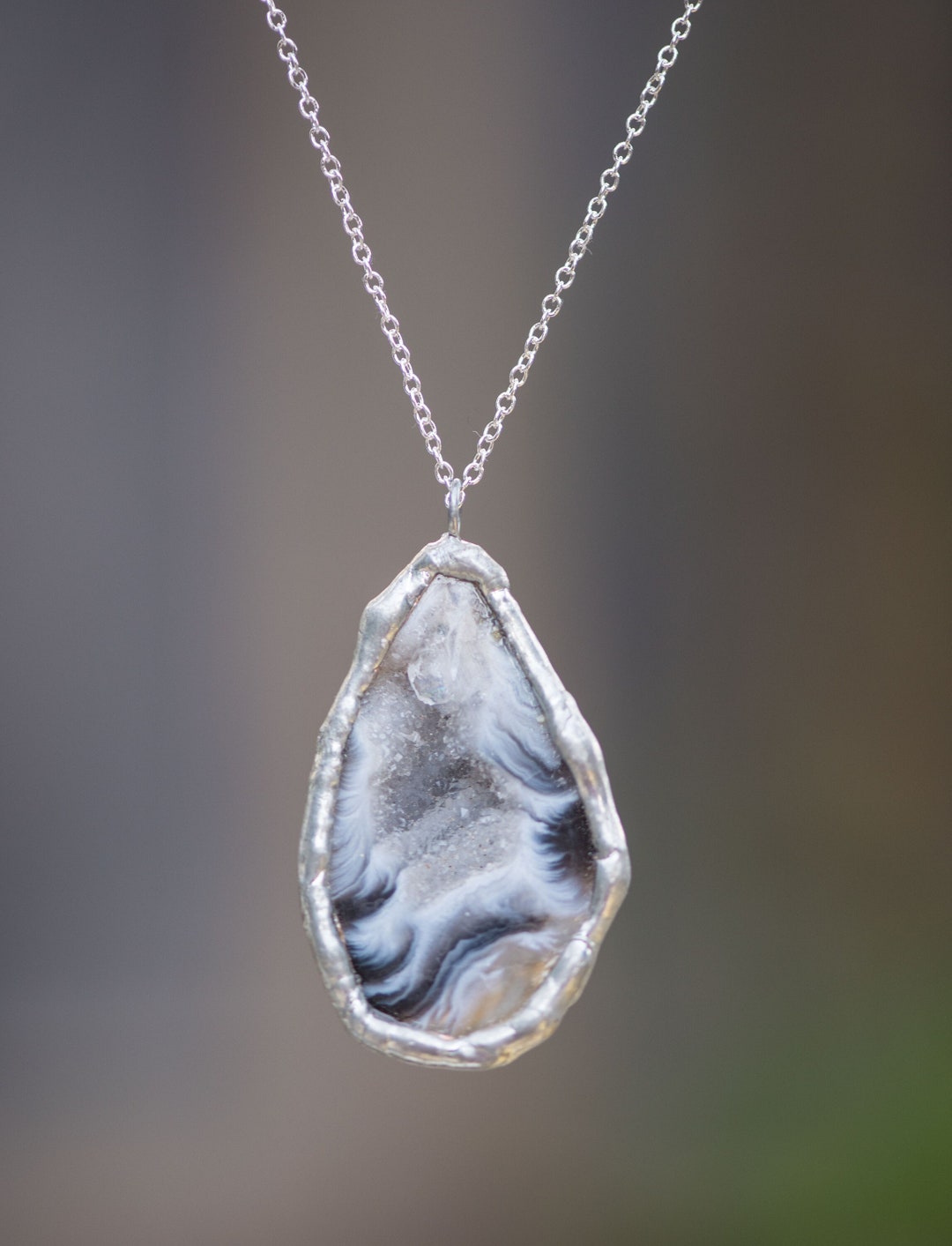 Geode Slice Necklace, Geode Necklace, Geode Cave Necklace, Geode Druzy ...