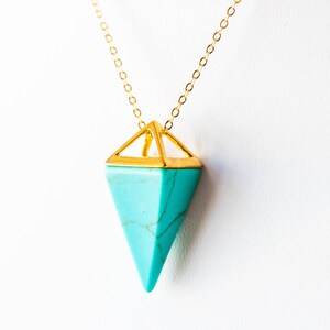 Turquoise Triangle Necklace,turquoise Pendant Necklace,turquoise ...