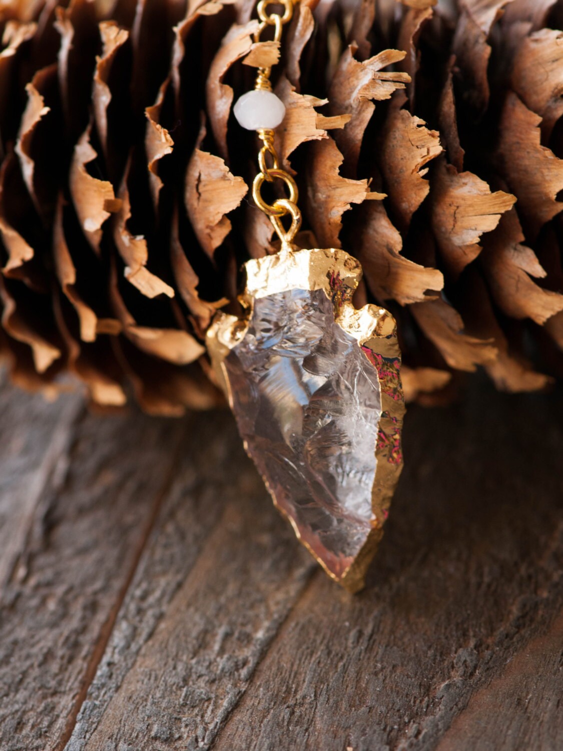 Clear Quartz Necklace Arrowhead Necklacequartz - Etsy