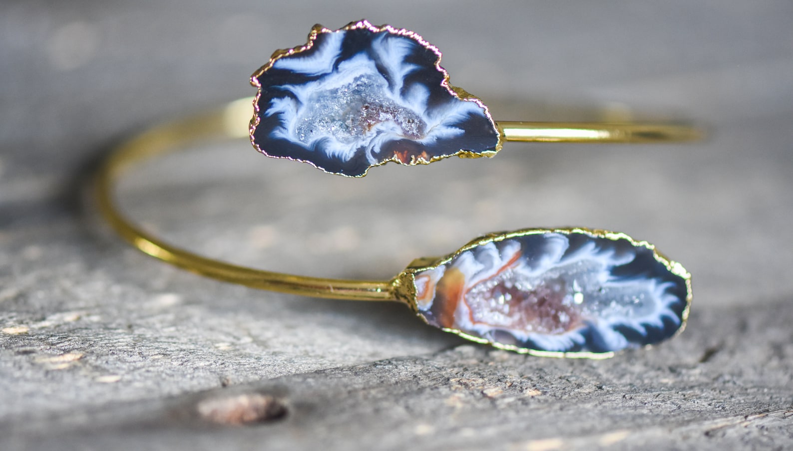 Black Geode Cuffblack Agate Geode Slicegeode Braceletgeode - Etsy