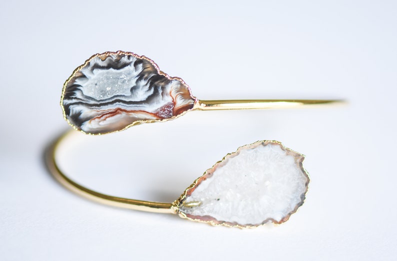 Black Geode Cuffblack Agate Geode Slicegeode Braceletgeode - Etsy