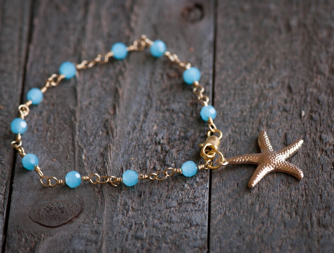 Sea Bracelet,ocean Bracelet,starfish Bracelet,beach Bracelet,blue ...