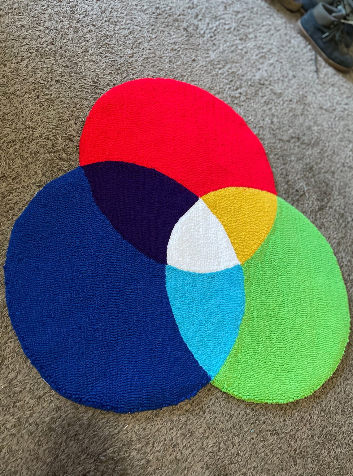 Large Colorful Handmade Tufted Three Overlapping Circle CMYK Rug - Etsy