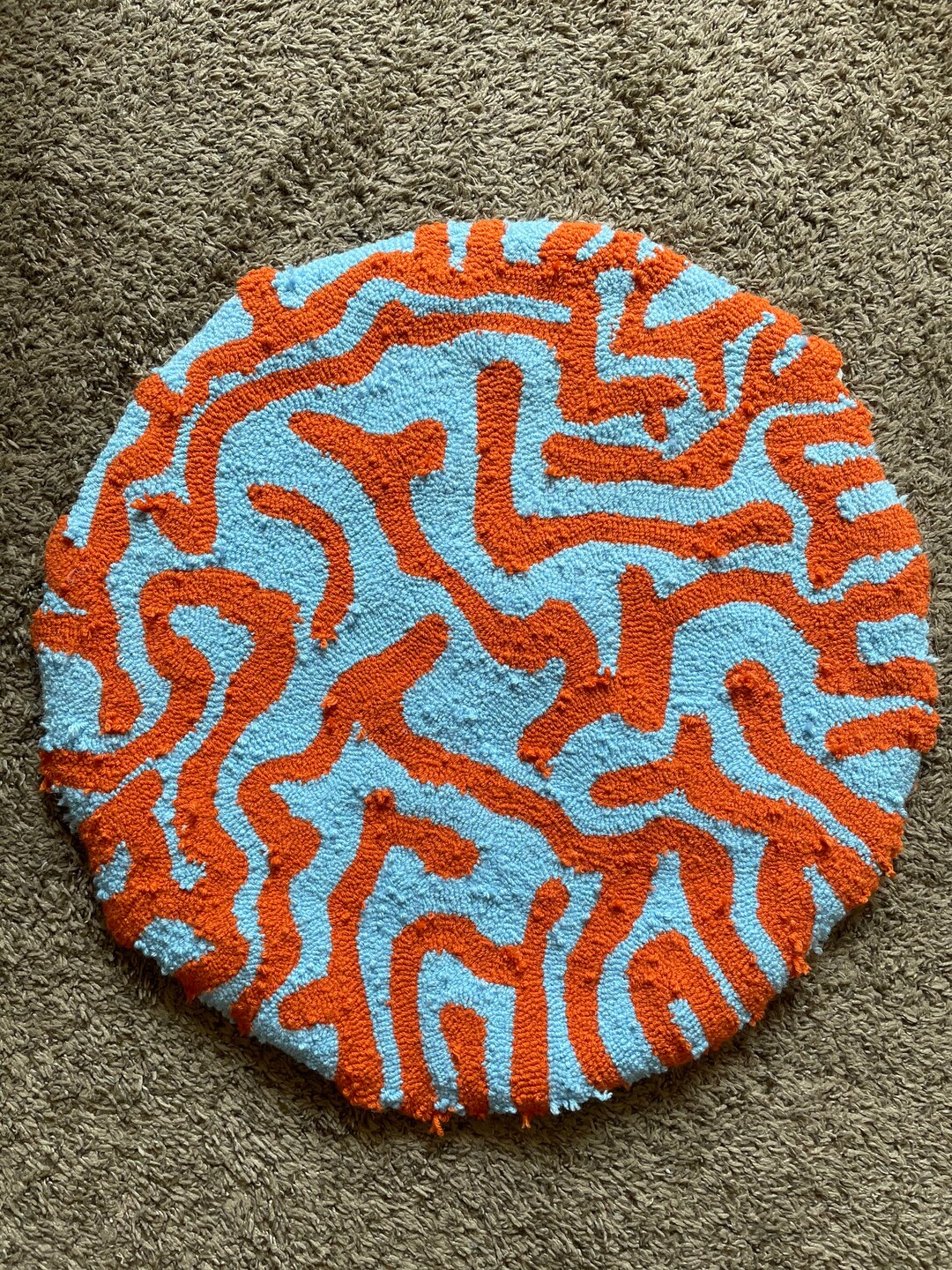Circular Swirling Orange and Blue Surface Rug - Etsy