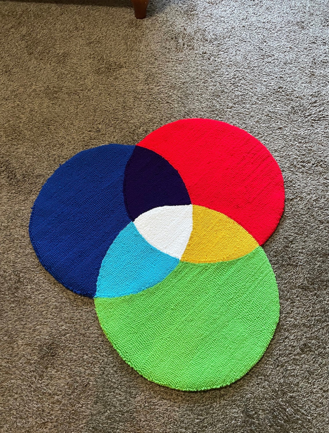 Large Colorful Handmade Tufted Three Overlapping Circle CMYK Rug - Etsy
