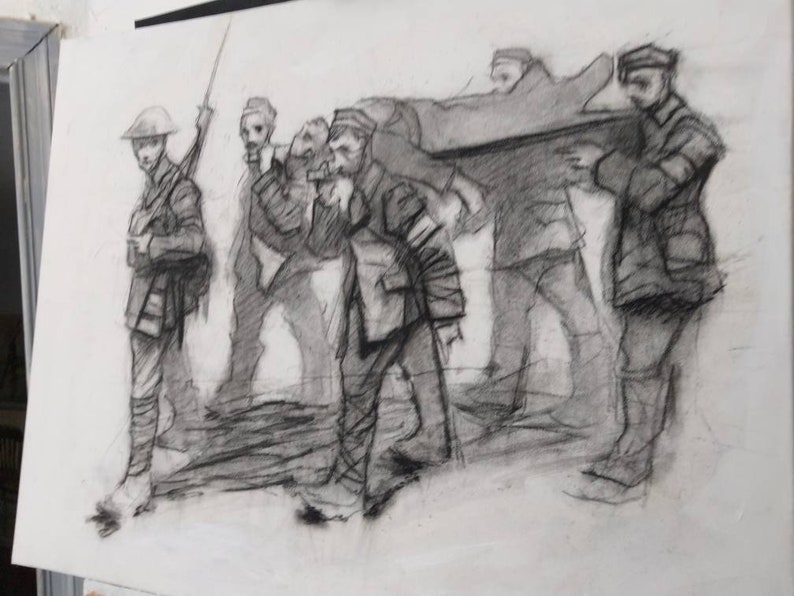 Large Original Charcoal Drawing : Deaths Men - Etsy