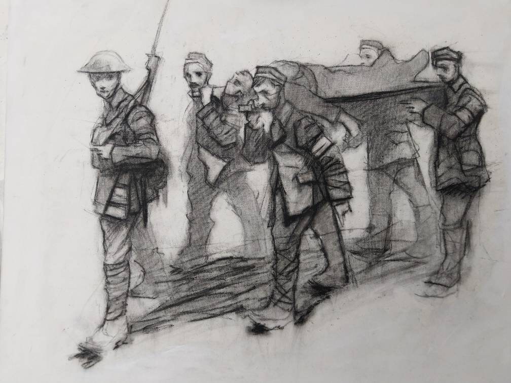 Large Original Charcoal Drawing : Deaths Men - Etsy