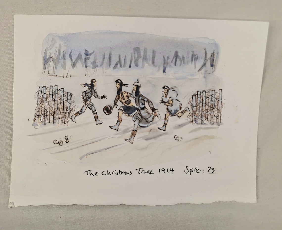 Christmas Truce 1914 Soldiers Chasing a Football in the Snow, in No Man ...