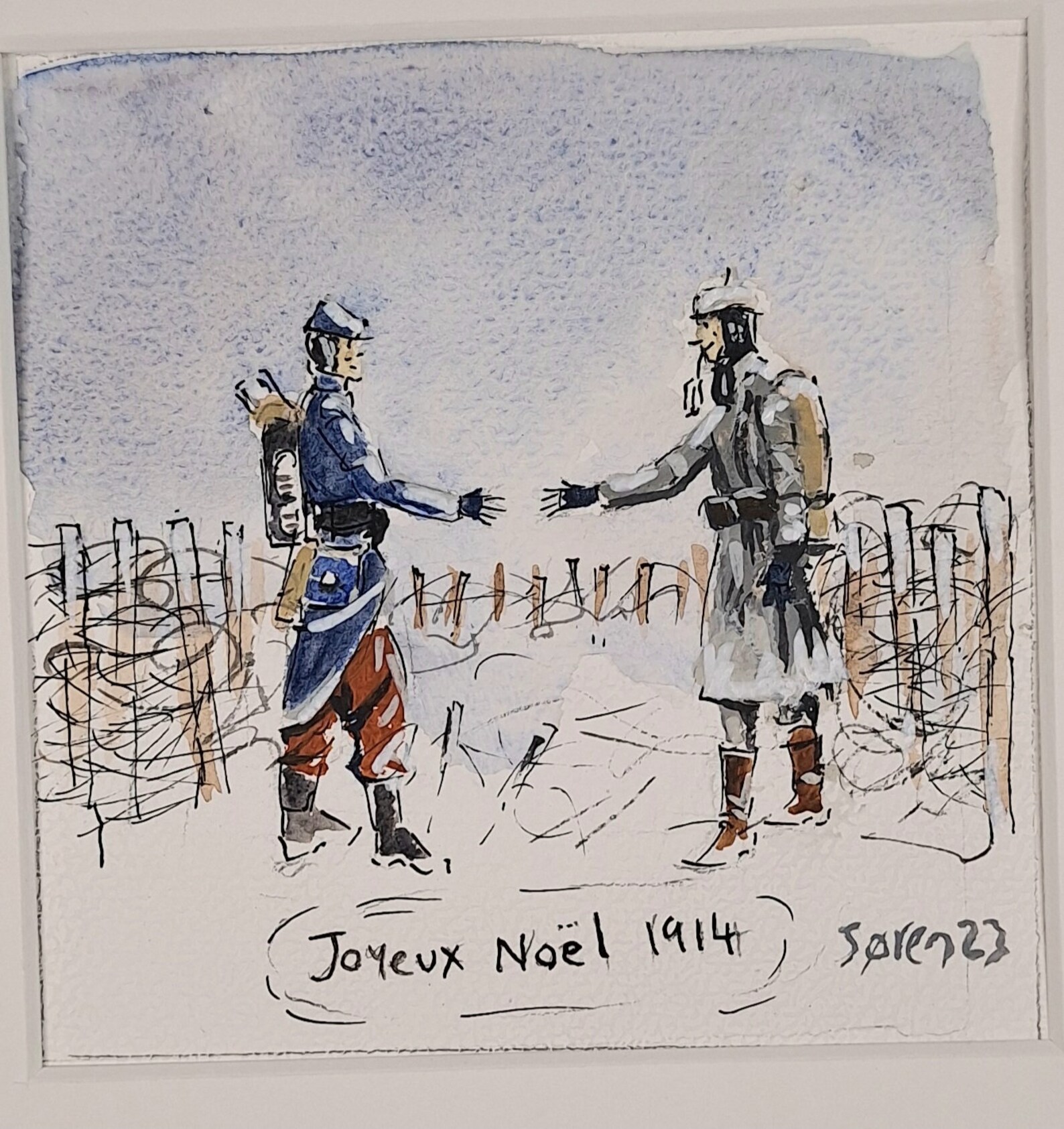 JOYEUX NOEL Christmas Truce in Ypres 1914 Unique Handmade Drawing Ww1 ...