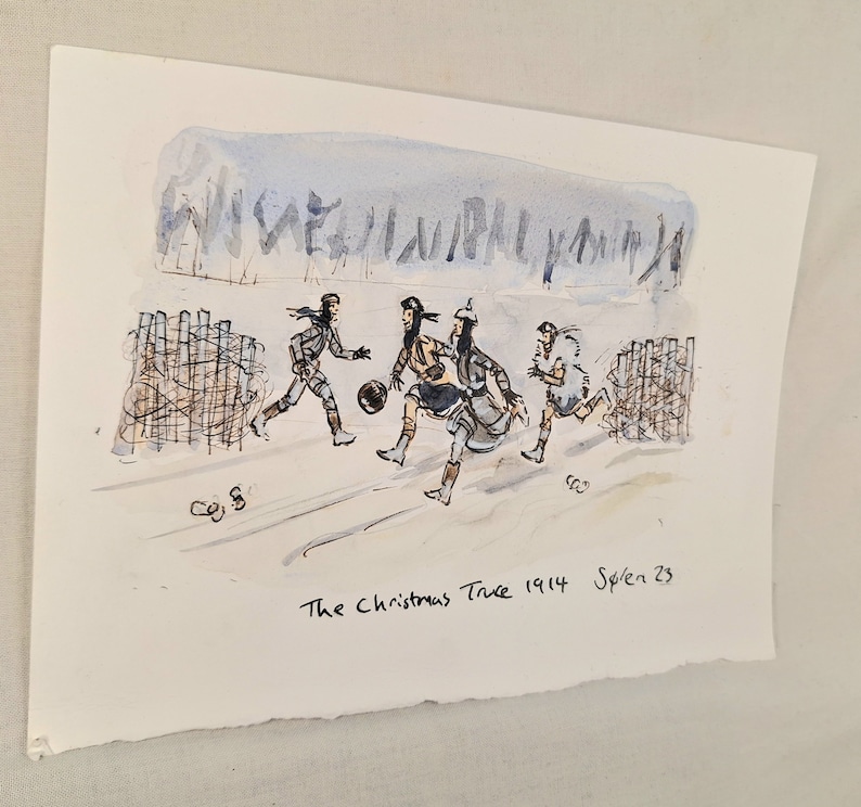 Christmas Truce 1914 Soldiers Chasing a Football in the Snow, in No Man ...