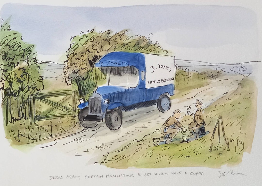 Dad's Army Captain Mainwaring & Sgt Wilson Having a Roadside Cuppa ...