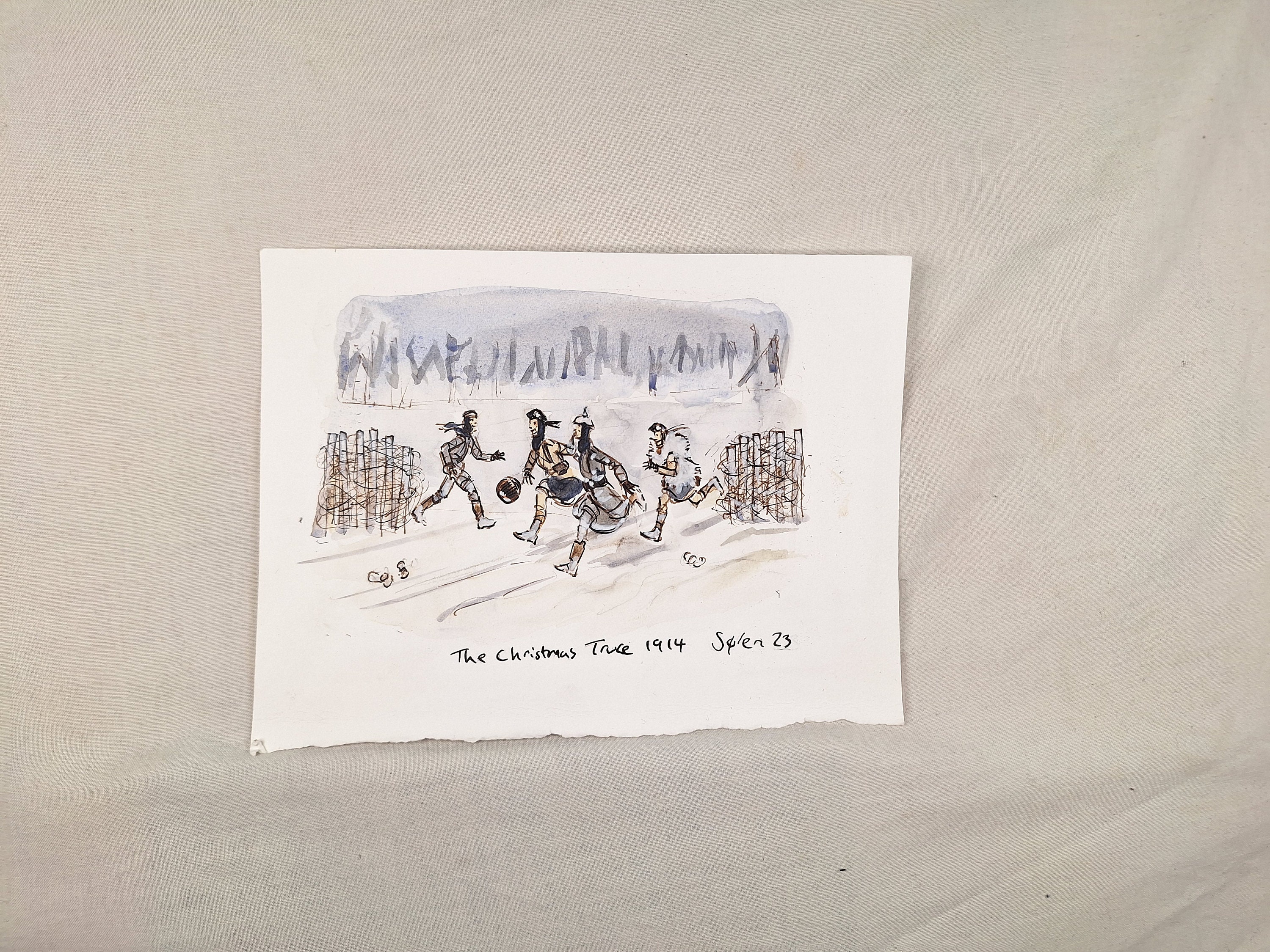 Christmas Truce 1914 Soldiers Chasing a Football in the Snow, in No Man ...